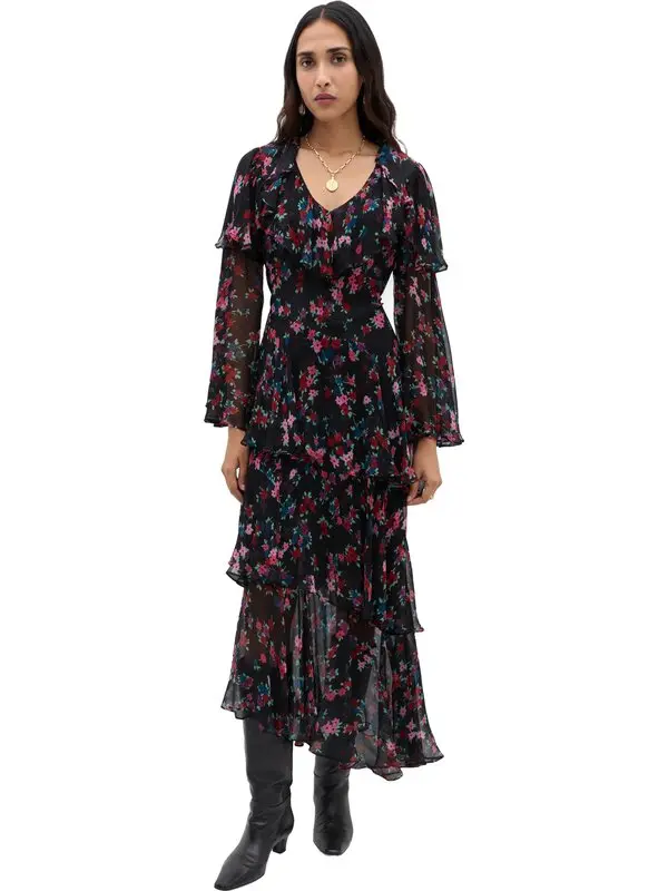 Rixo Loralyn City Floral Dress - Black