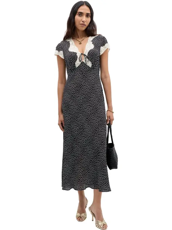 Rixo Amari Mini Polka Dot Dress - Black