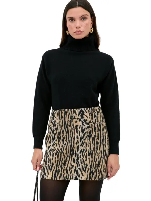 Rixo Mariah Bohemia Leopard Cotton Midi Skirt - Brown