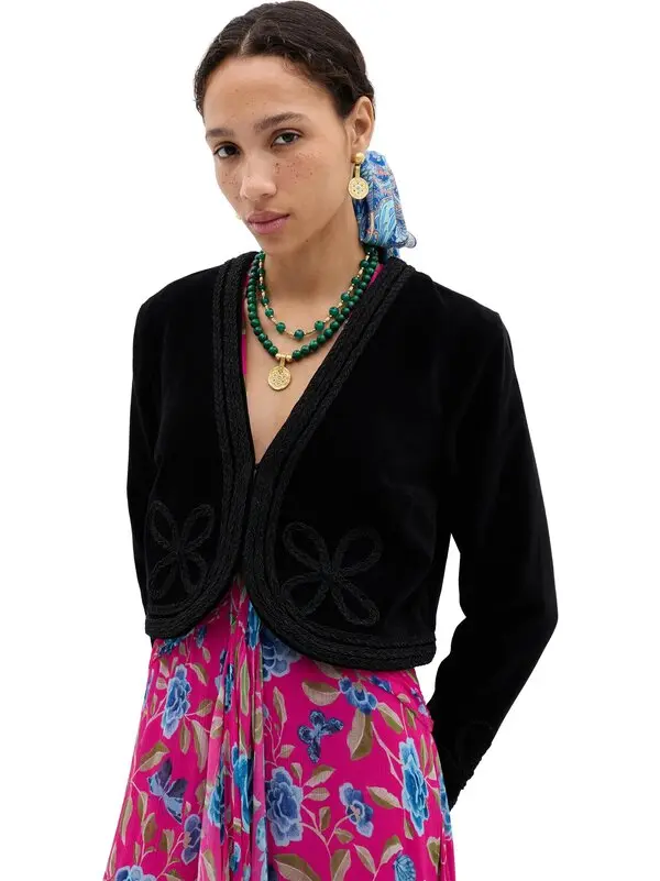 Rixo Kesia Clover Appliqué Jacket - Black
