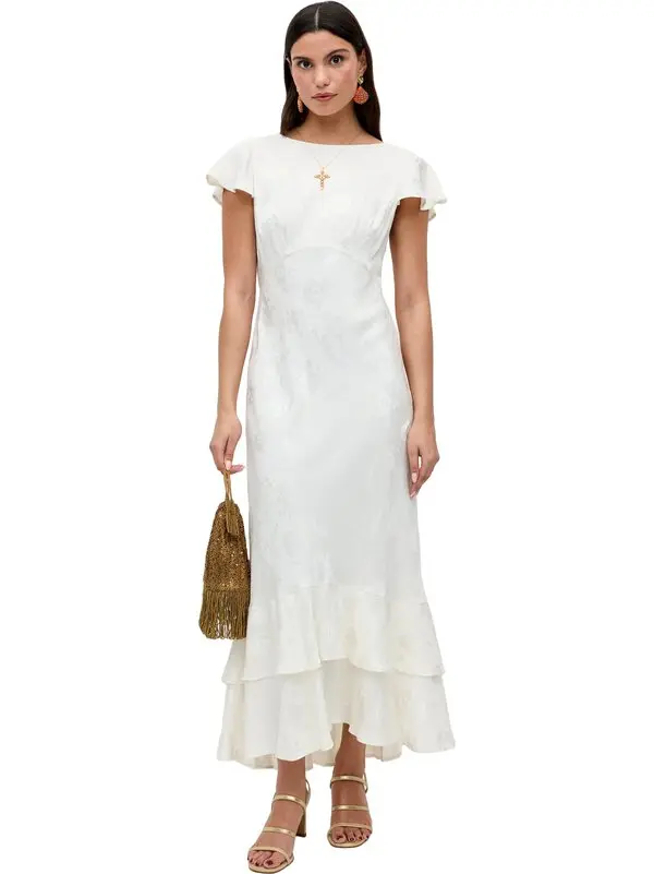 Rixo Liberty Poppy Regular Dress - Ivory