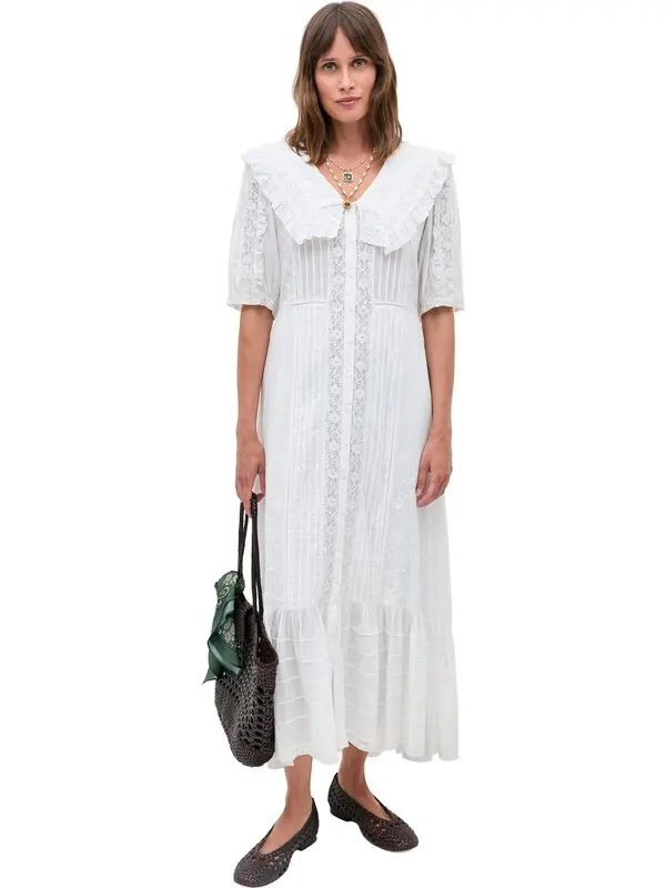Rixo Edina Embroidered Blouse - White