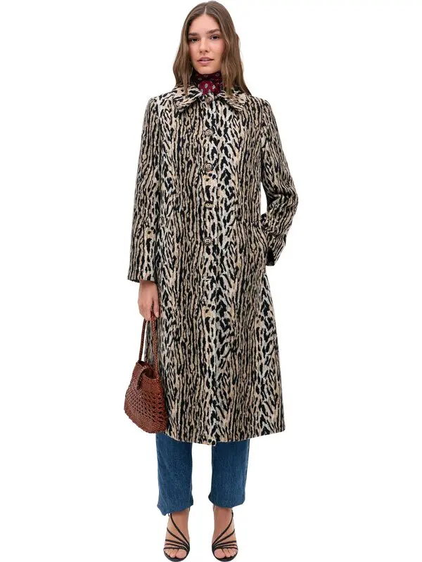 Rixo Bohemia Leopard Print Mid-length Coat - Brown