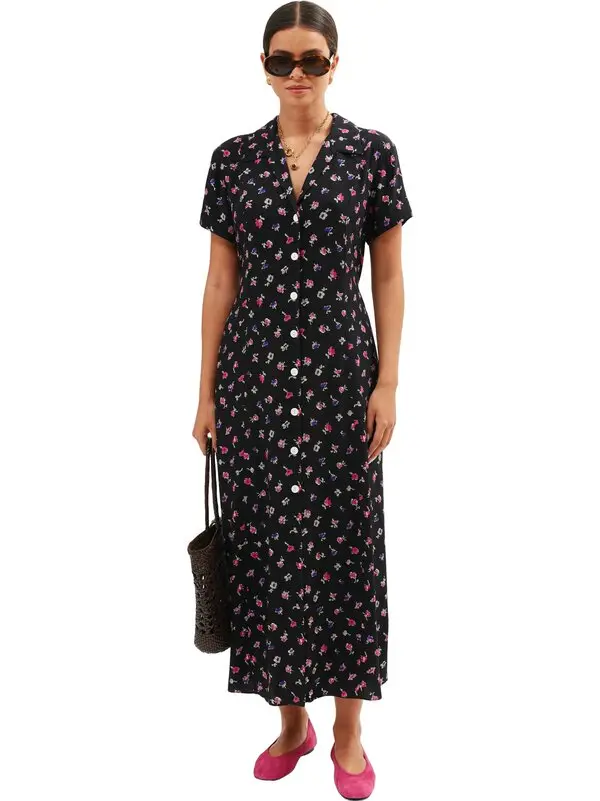 Rixo Florrie French Ditsy Dress - Black