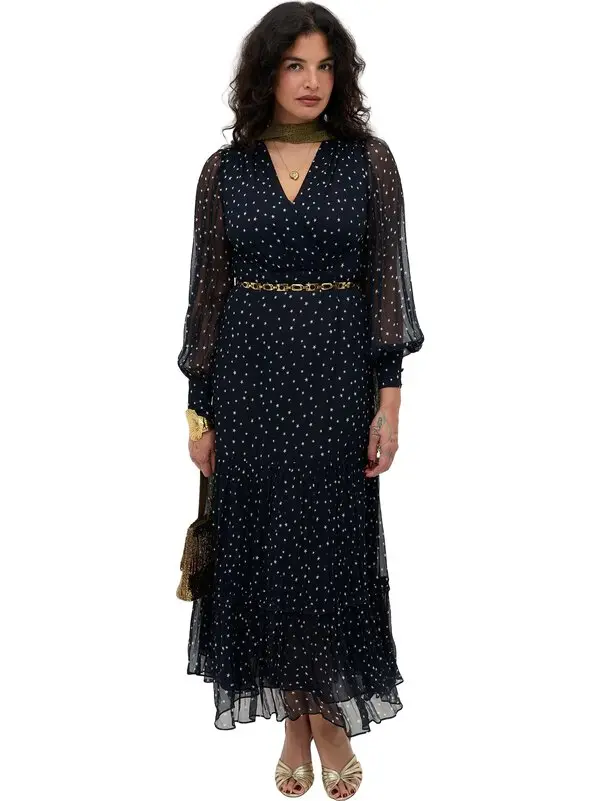 Rixo Elsie Starry Night Viscose Midi Dress - Navy