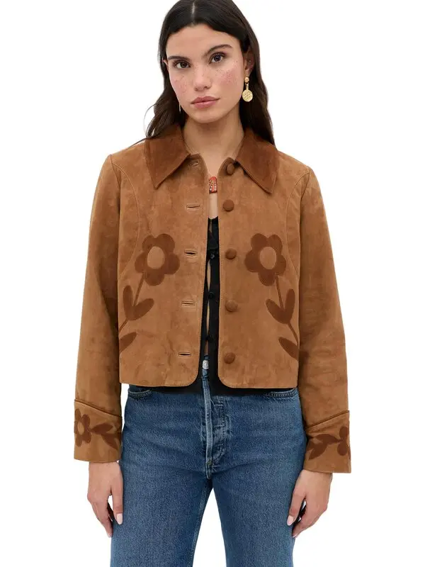 Rixo Dionne Retro Daisy Jacket - Brown