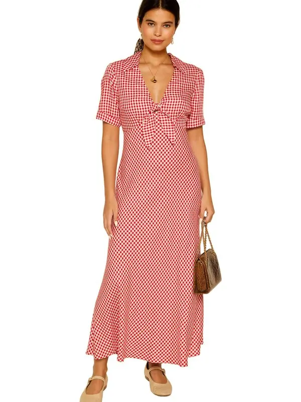 Rixo Anais French Check Dress - Red