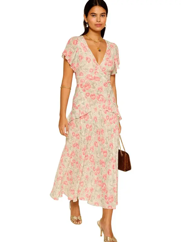 Rixo Evie Floral Dress - Pink