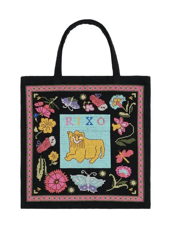 Rixo Lili Leo Embroidered Tote - Black