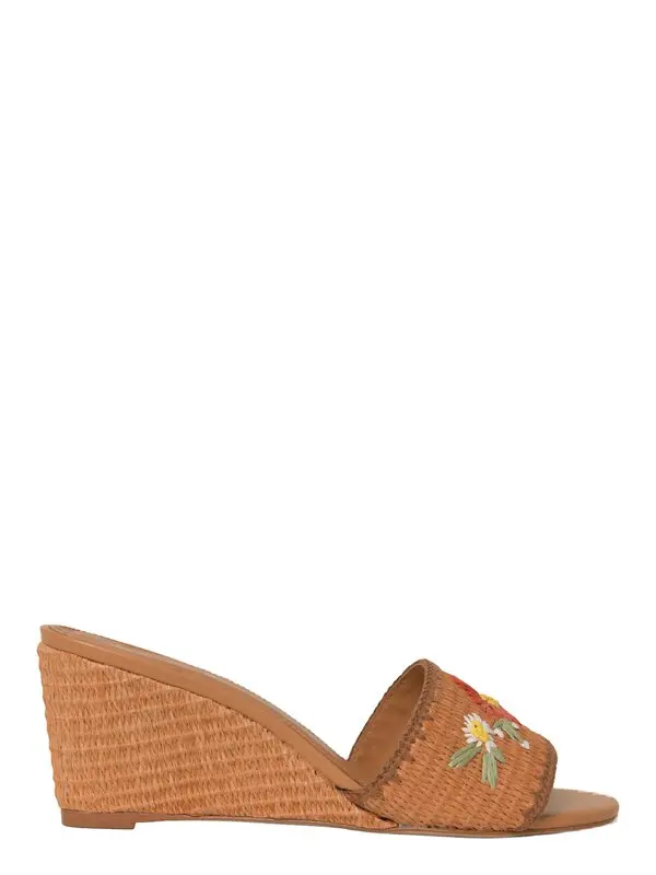 Rixo Vardi Cinnamon Raffia Wedges - Brown