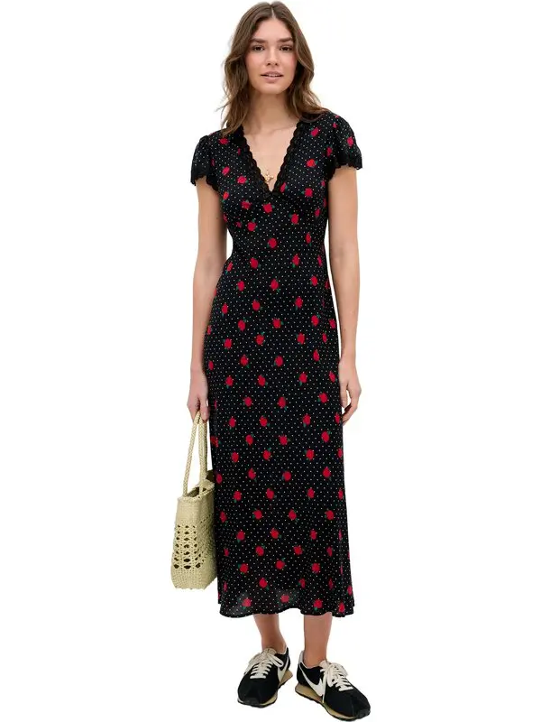 Rixo Clarice Rose Spot Dress - Black