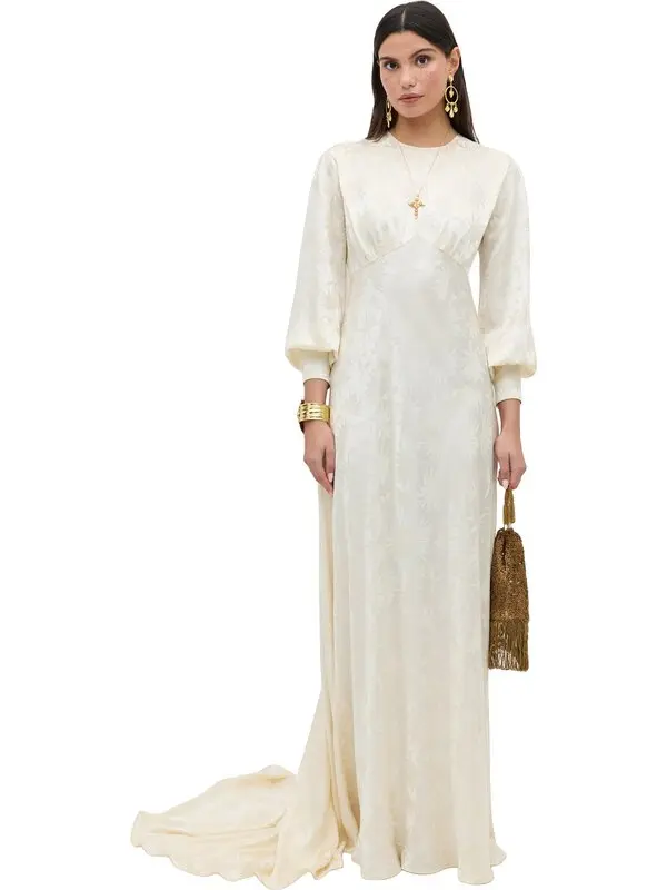 Rixo Clementine Daisy Jacquard Gown - Ivory
