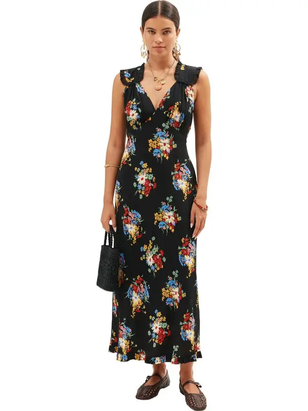 Rixo Chessie Darcie Floral Dress - Black
