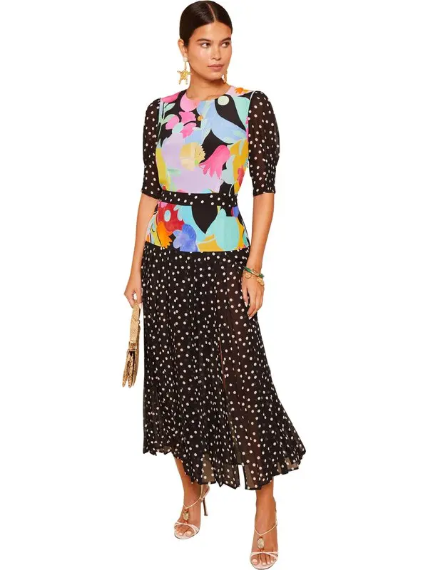Rixo Cozi Tulip Spot Mix Dress - Multi