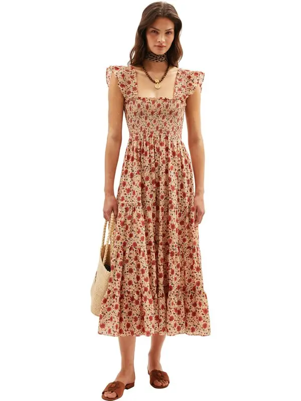 Rixo Kendall Eva Floral Dress - Cream