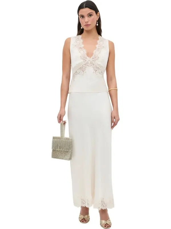 Rixo Matilde Slip Skirt - Ivory