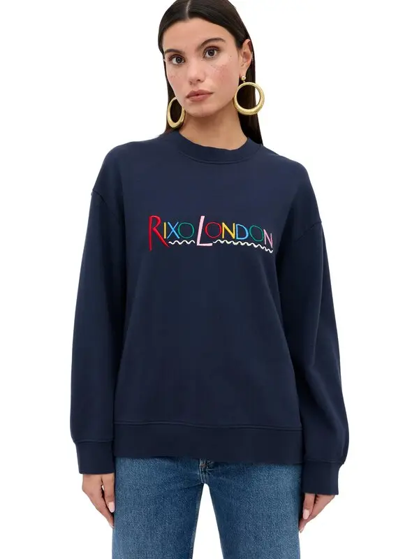 Rixo Blaze London Embroidery Top - Navy