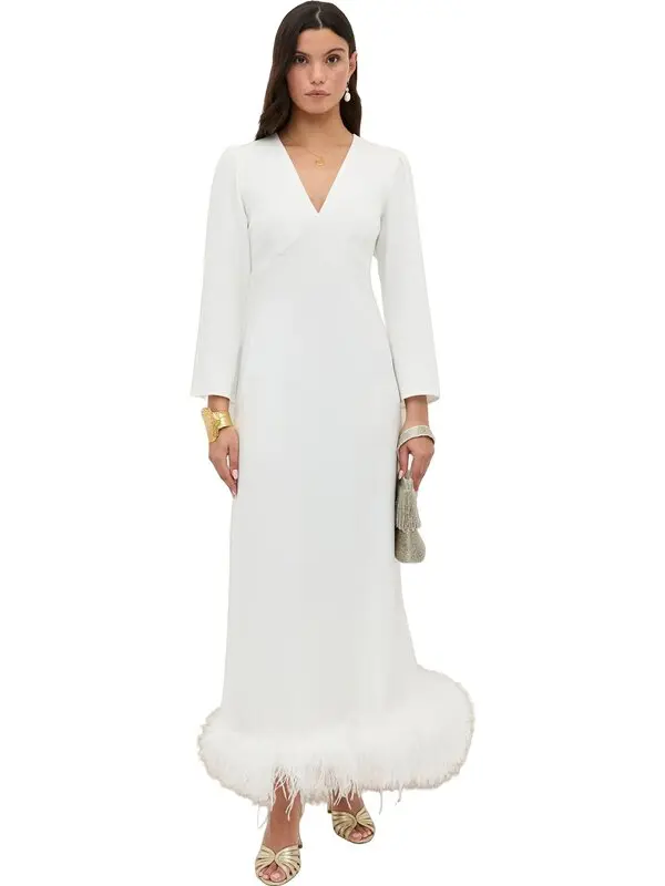 Rixo Mya Feather-hem Dress - Ivory