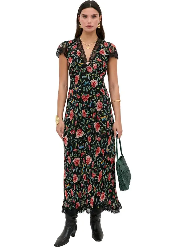 Rixo Clarice Butterfly Floral Dress - Multi