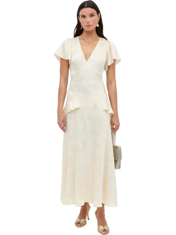 Rixo Evie Daisy Jacquard Dress - Cream