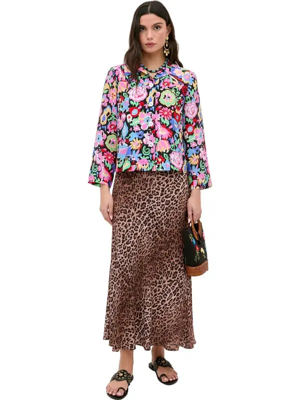 Rixo Kelly Leopard Skirt - Brown