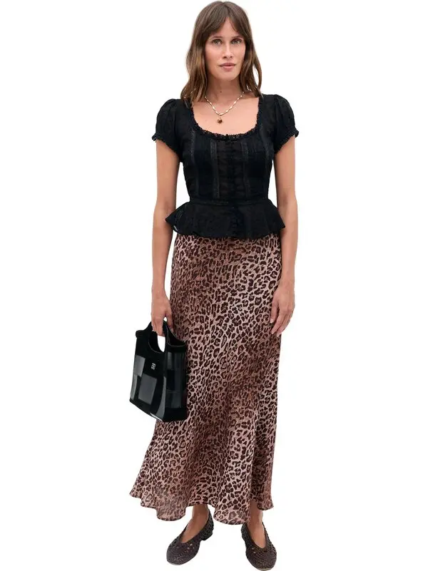 Rixo Kelly Leopard Skirt - Brown