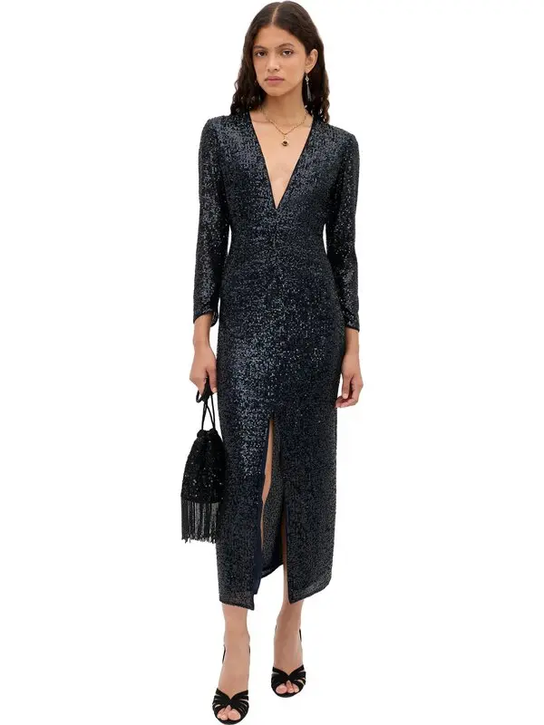 Rixo Lorenzo Embellished Dress - Navy