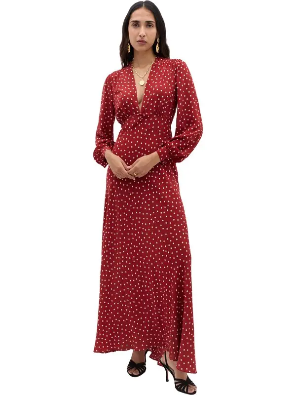 Rixo Emory Layla Dot Gown - Red