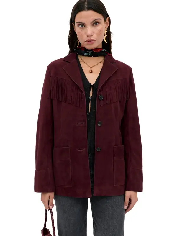 Rixo Teagan Maroon Jacket - Burgundy