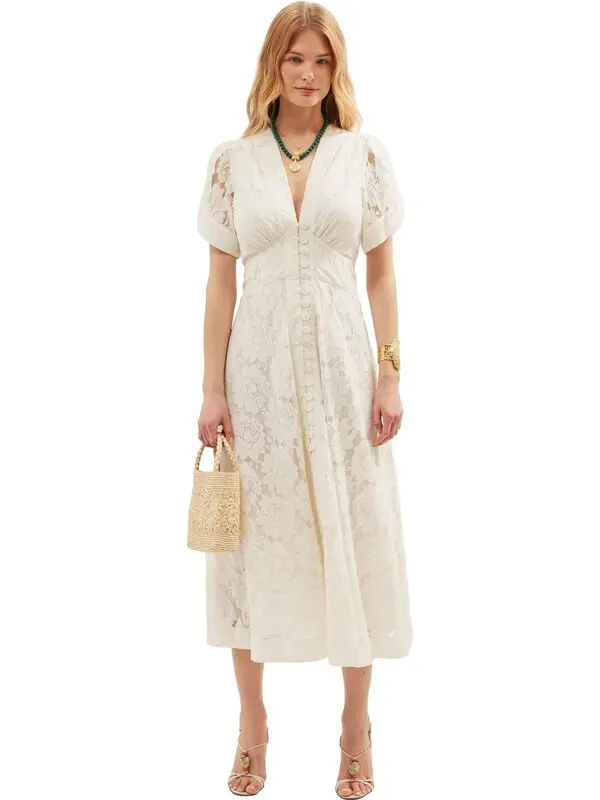 Rixo Novara Midi Dress - Ivory