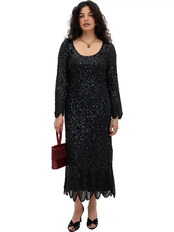 Rixo Noraya Florence Embellished Dress - Black