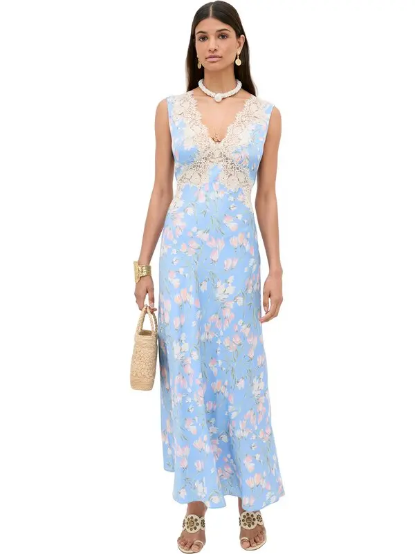 Rixo Lysandra Floral Print Dress - Blue