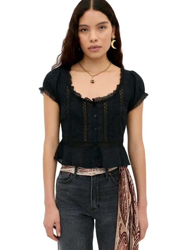 Rixo Sandi Regular Top - Black