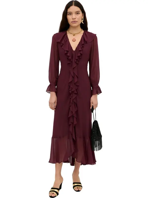 Rixo Gracye Maroon Dress - Burgundy