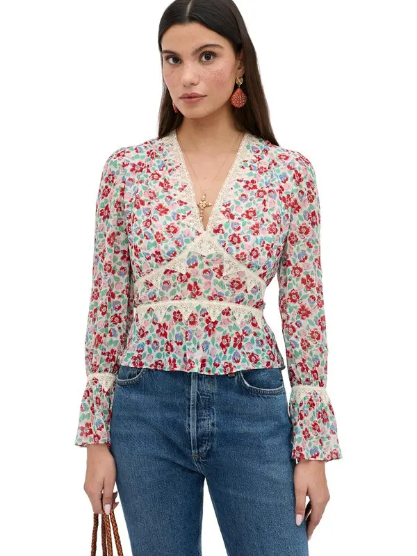 Rixo Lenara Jeannie Bloom Blouse - Pink