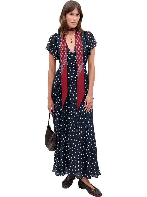 Rixo Evie Bohemia Spot Dress - Navy