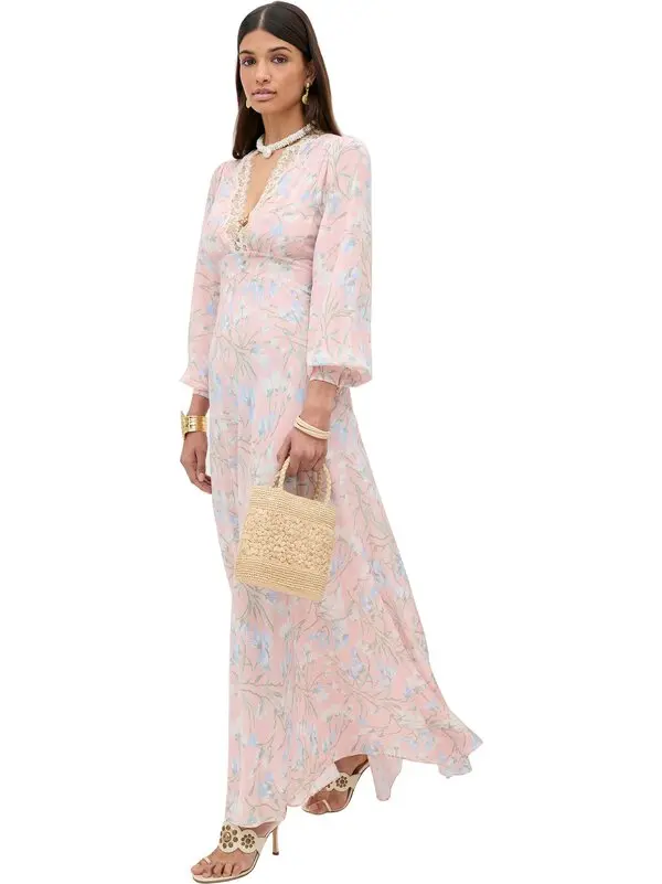 Rixo Emory Watercolour Floral Dress - Pink