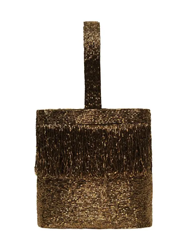 Rixo Zenni Beaded Silk Bag - Gold