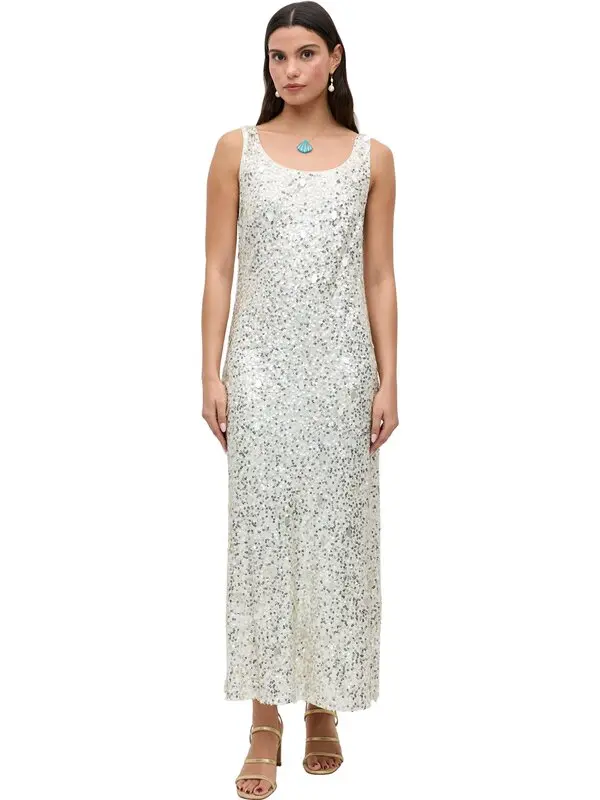 Rixo Bondi Embellished Midi Dress - Ivory