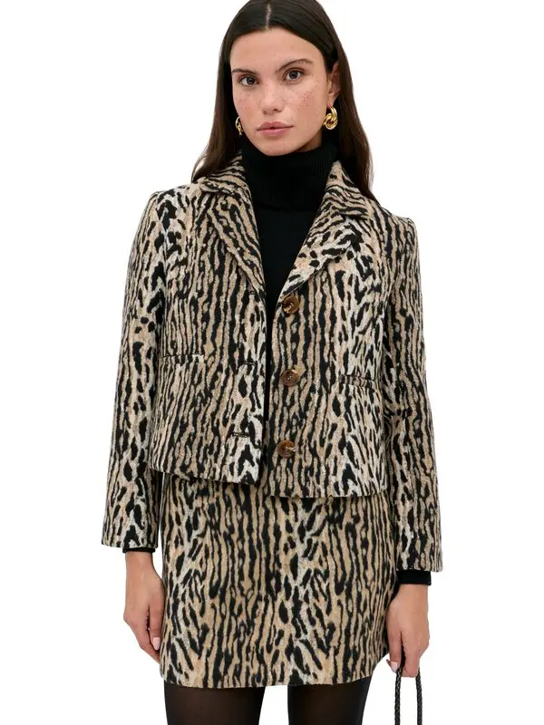 Rixo Leila Bohemia Leopard Print Jacket - Brown