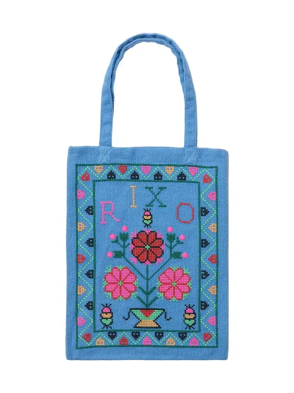 Rixo Noora Terra Cross Stitch Tote - Blue