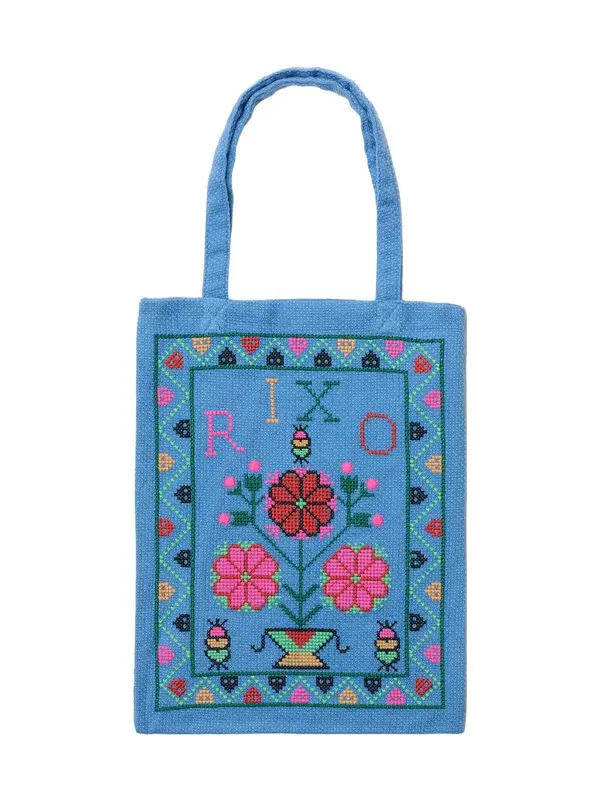 Rixo Noora Terra Cross Stitch Tote - Blue