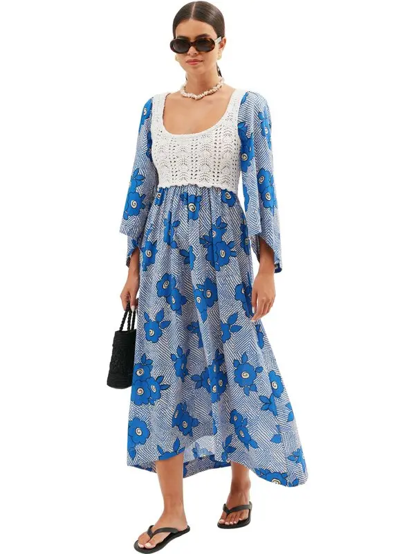 Rixo Dulcie Milos Floral Dress - Blue