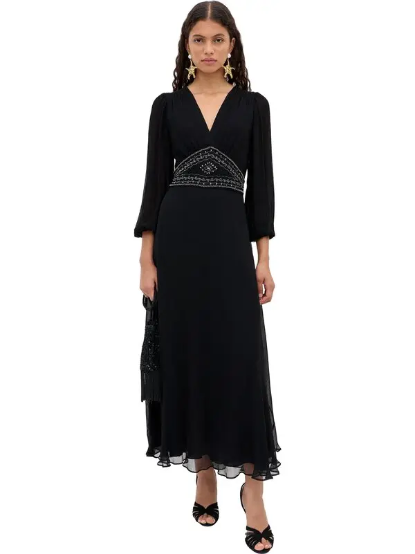 Rixo Kaesha Diana Embellishment Gown - Black