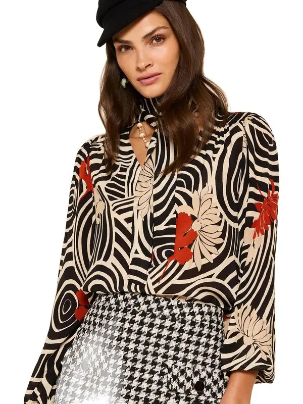 Rixo Moss Swirl Daisy Blouse - Black