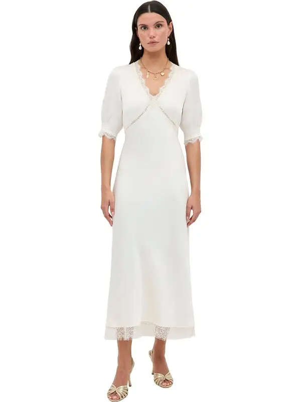 Rixo Annina Pearl Regular Dress - Ivory