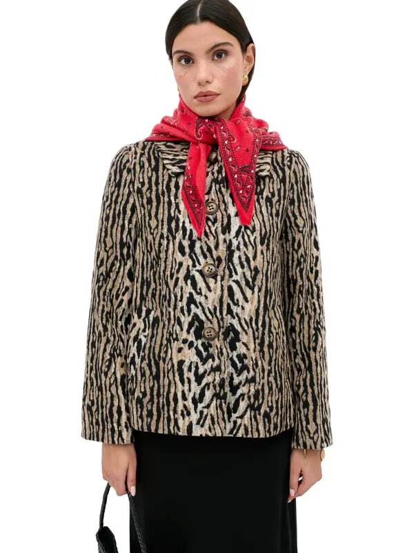 Rixo Tommie Bohemia Leopard Jacket - Brown