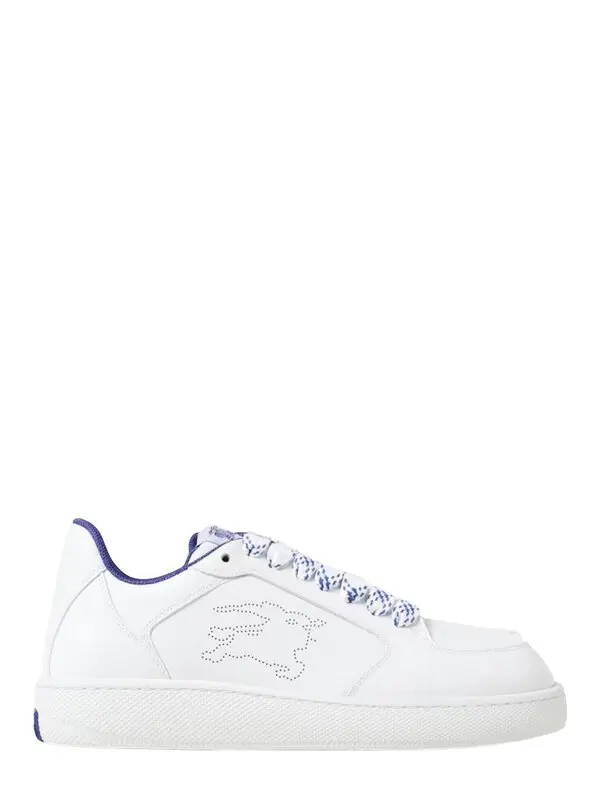 Burberry Leather Ekd Logo Low-top Sneakers - White/blue