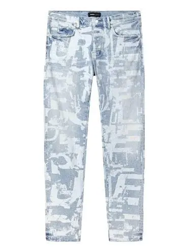 PURPLE BRAND Skinny Grunge Print Jeans - Light Indigo