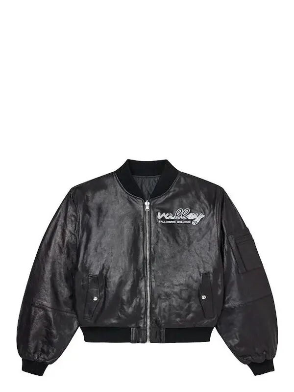 VALE FOREVER Leather Bomber Jacket - Black